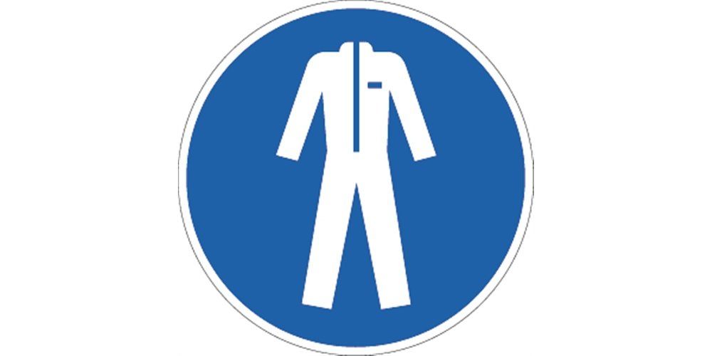 König Werbeanlagen Hinweisschild Aufkleber Schutzkleidung benutzen ISO 7010, Folie, Ø 100 mm