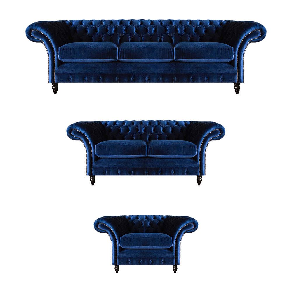 Jvmoebel Chesterfield Sofa Luxus Design Neu Garnitur Wohnzimmer Blau