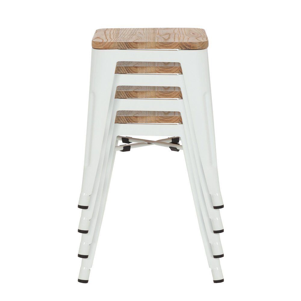 hjh OFFICE Sitzhocker Bistrohocker VANTAGGIO W Stahl / Ulmenholz ...