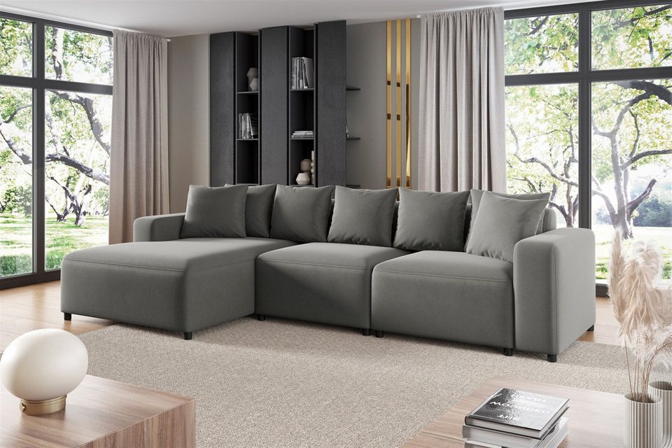 Fun Möbel Ecksofa Designersofa Megan In Stoff Salvador Mit Ottomane