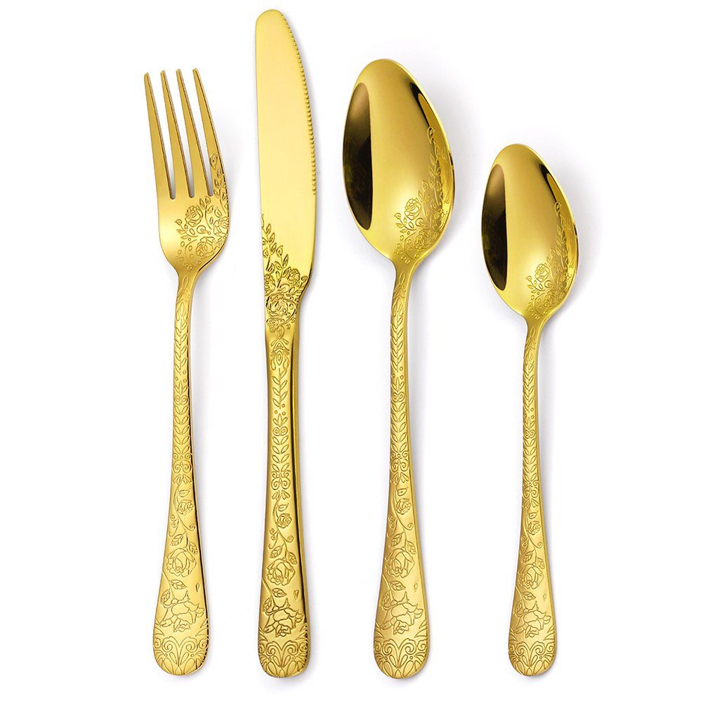 Kinglux Besteck Set 24teilig Gold Essbesteck Set Mit Messer Gabel