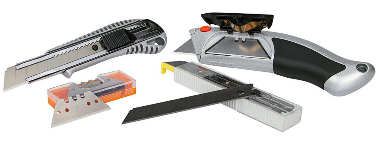 varivendo Cuttermesser Cuttermesser Set Profi 4 tlg. mit 20 Ersatzklingenklingen, Klinge: 1.80 ...