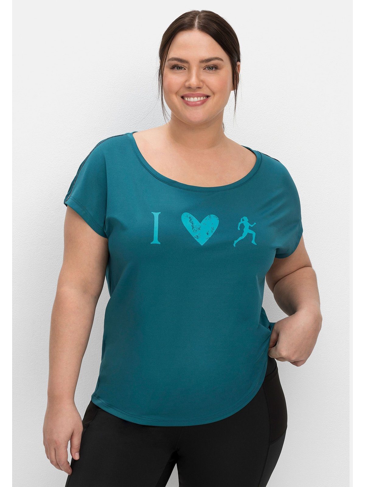 Sheego T Shirt Große Größen Aus Funktionsmaterial Mit Frontprint