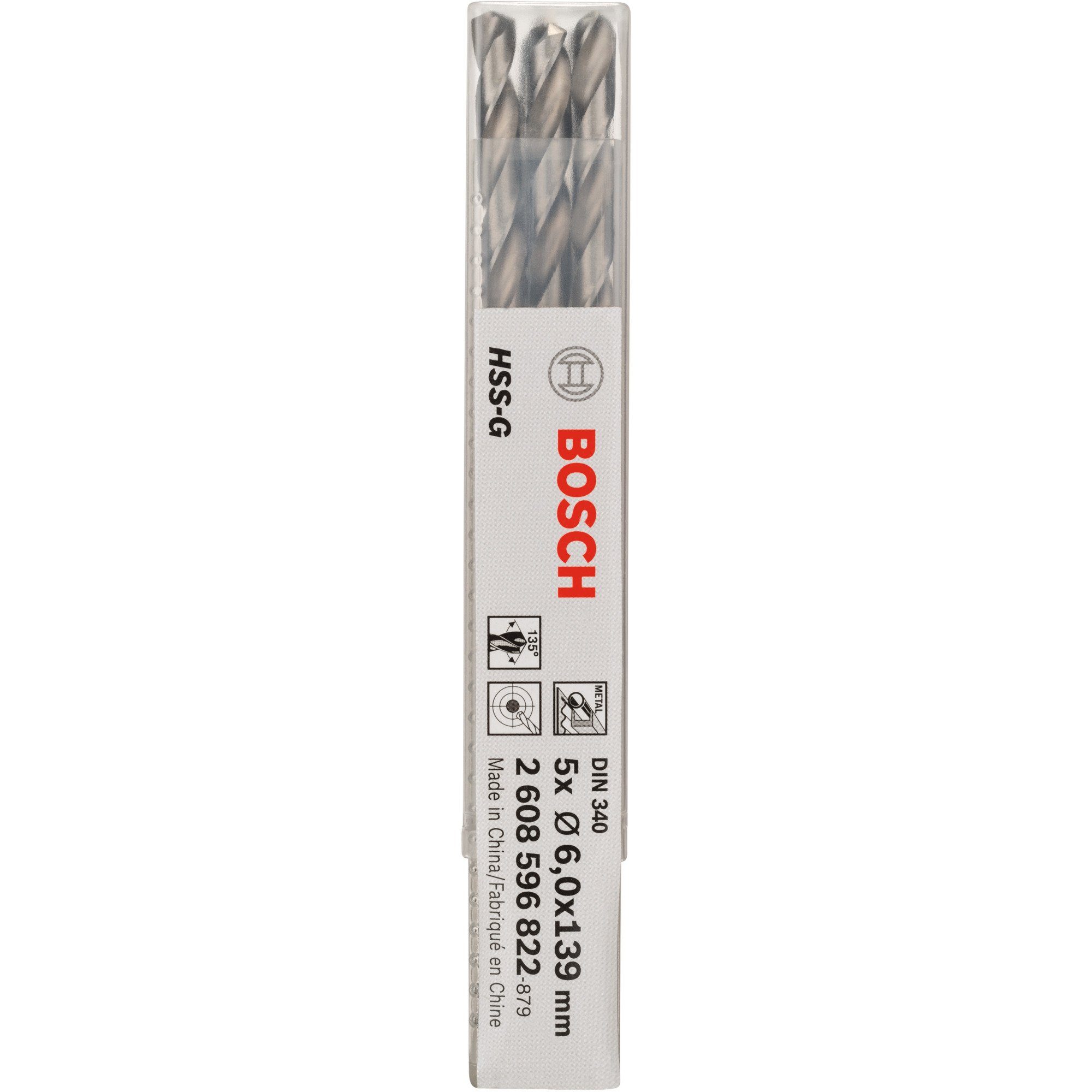 BOSCH Metallbohrer, (5 Stück), HSS-G (DIN 340) - 6 x 91 x 139 mm - 5er ...