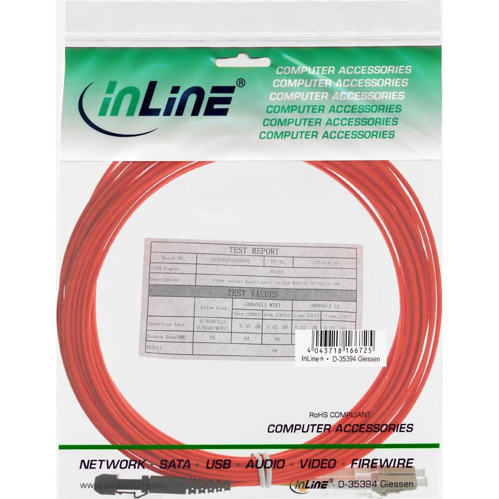 Inline InLine® LWL Duplex Kabel, MTRJ/LC, 50/125µm, OM2, 2m LAN-Kabel