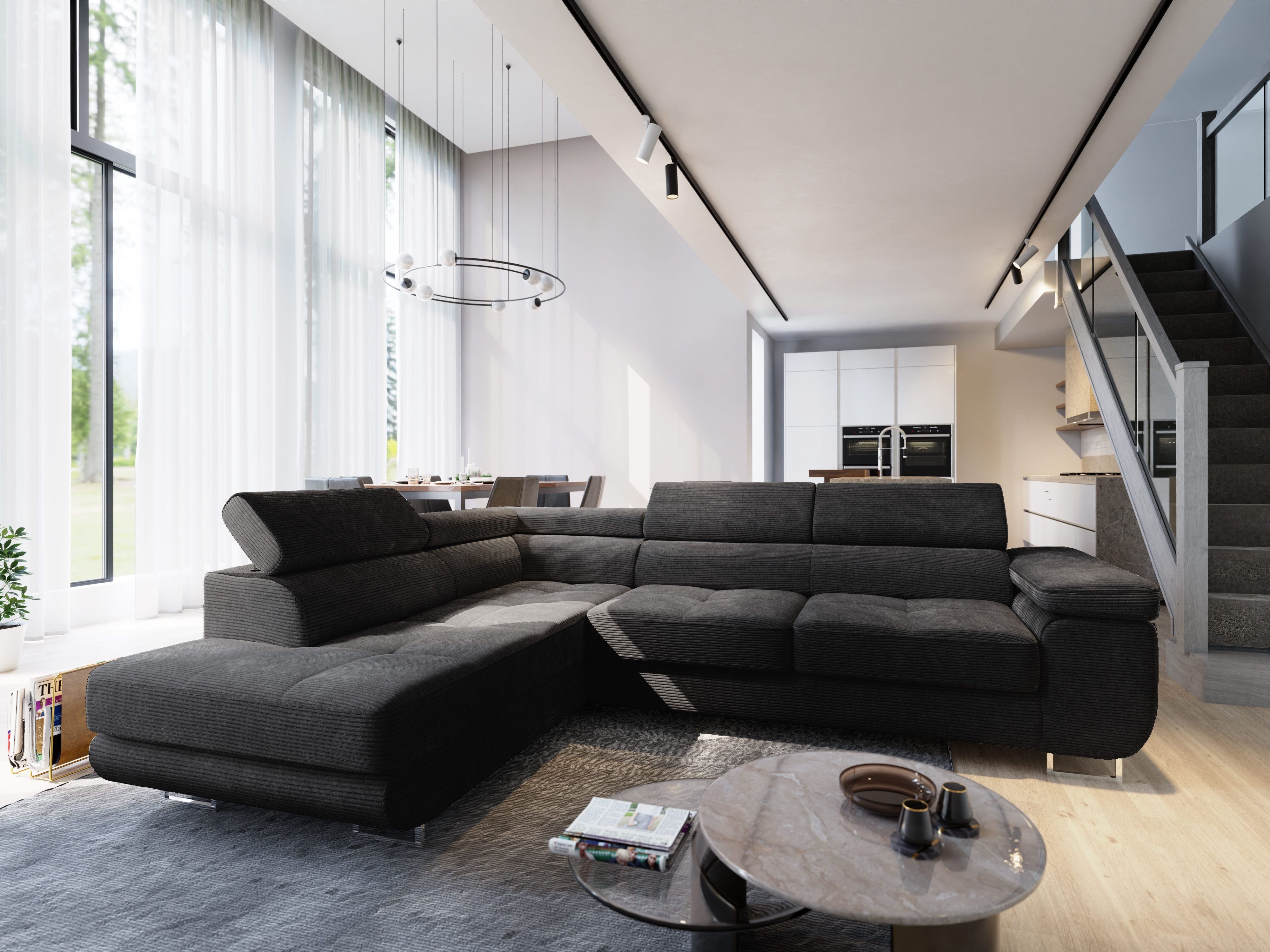 Masseno Ecksofa APIRO mit Schlaffunktion L-Form, Sofa mit Bettkasten ...