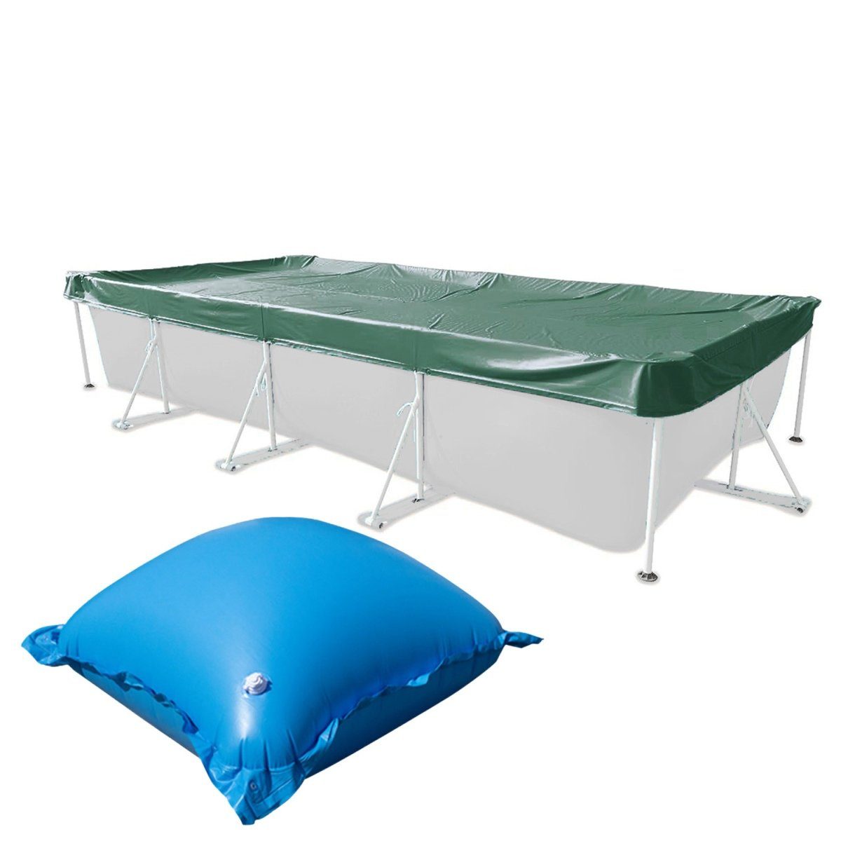 EVOLUTION Pool-Abdeckplane Abdeckplane mit Luftkissen SET Rechteck Grün ...