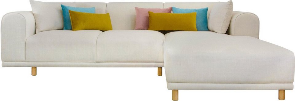 Andas Ecksofa Maroon In Skandinavischem Design Mit Losen Kissen