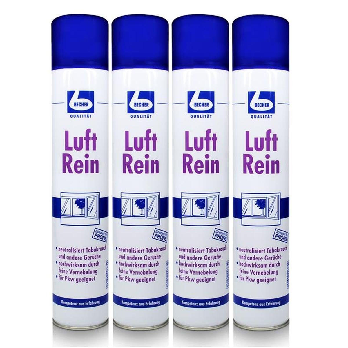 Dr. Becher Raumduft 4x Dr. Becher Luft Rein Neutralisationsspray 500ml, speziell gegen Tabak und ...