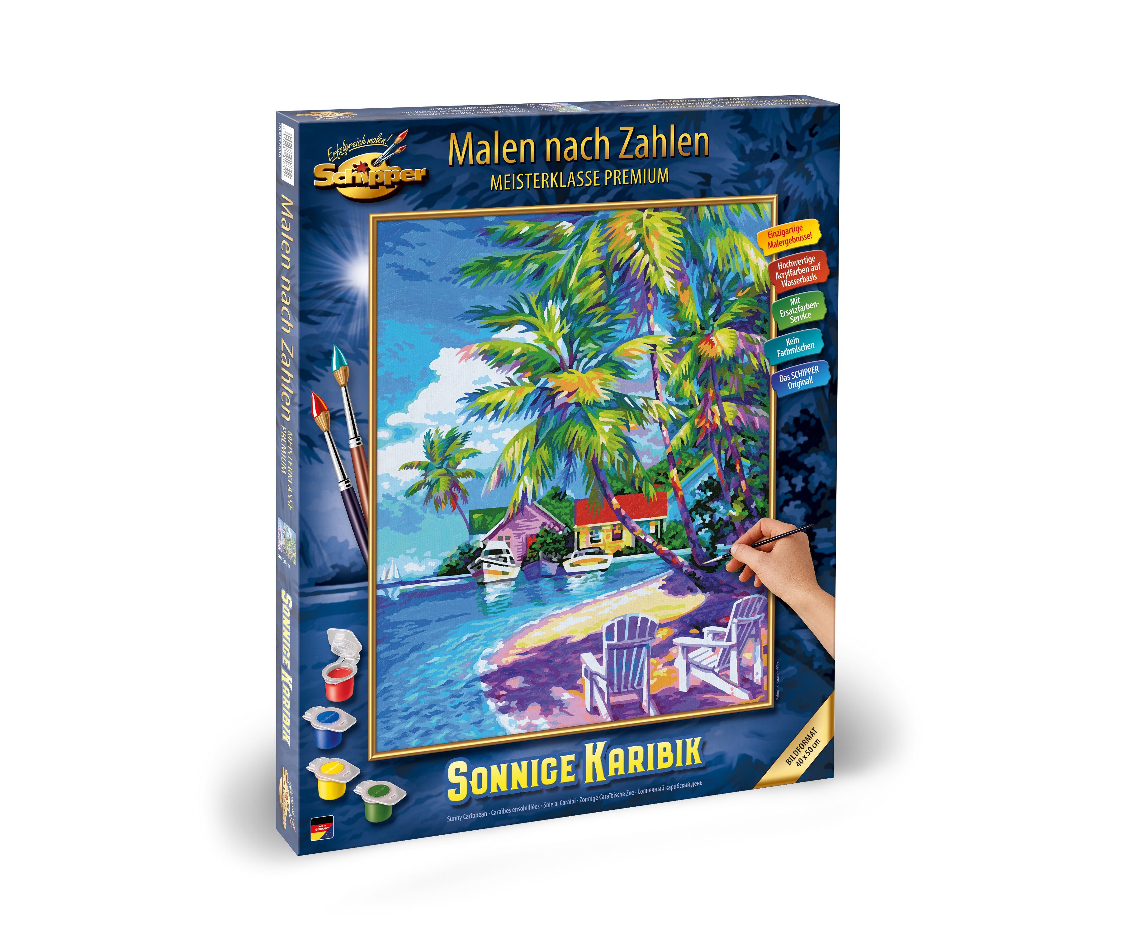 Schipper Malen nach Zahlen Malen nach Zahlen Sonnige Karibik 40x50cm (Set), Made in Germany