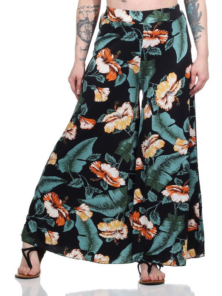 Aurela Damenmode Palazzohose Damen Culotte Mit Weitem Bein Sommerlicher