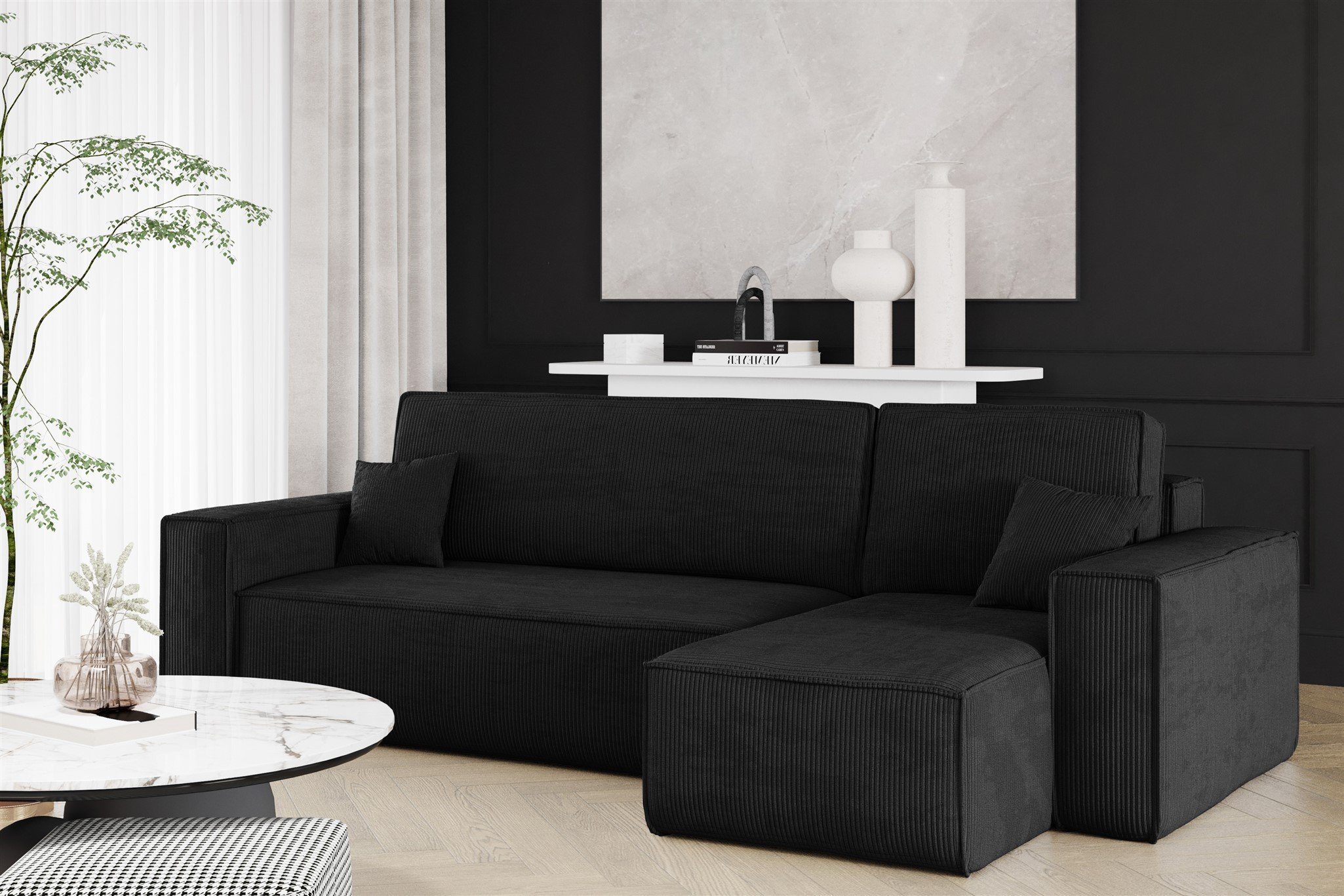 Fun Möbel Ecksofa Sofa MARIS mit Ottomane in Stoff Poso, mit ...