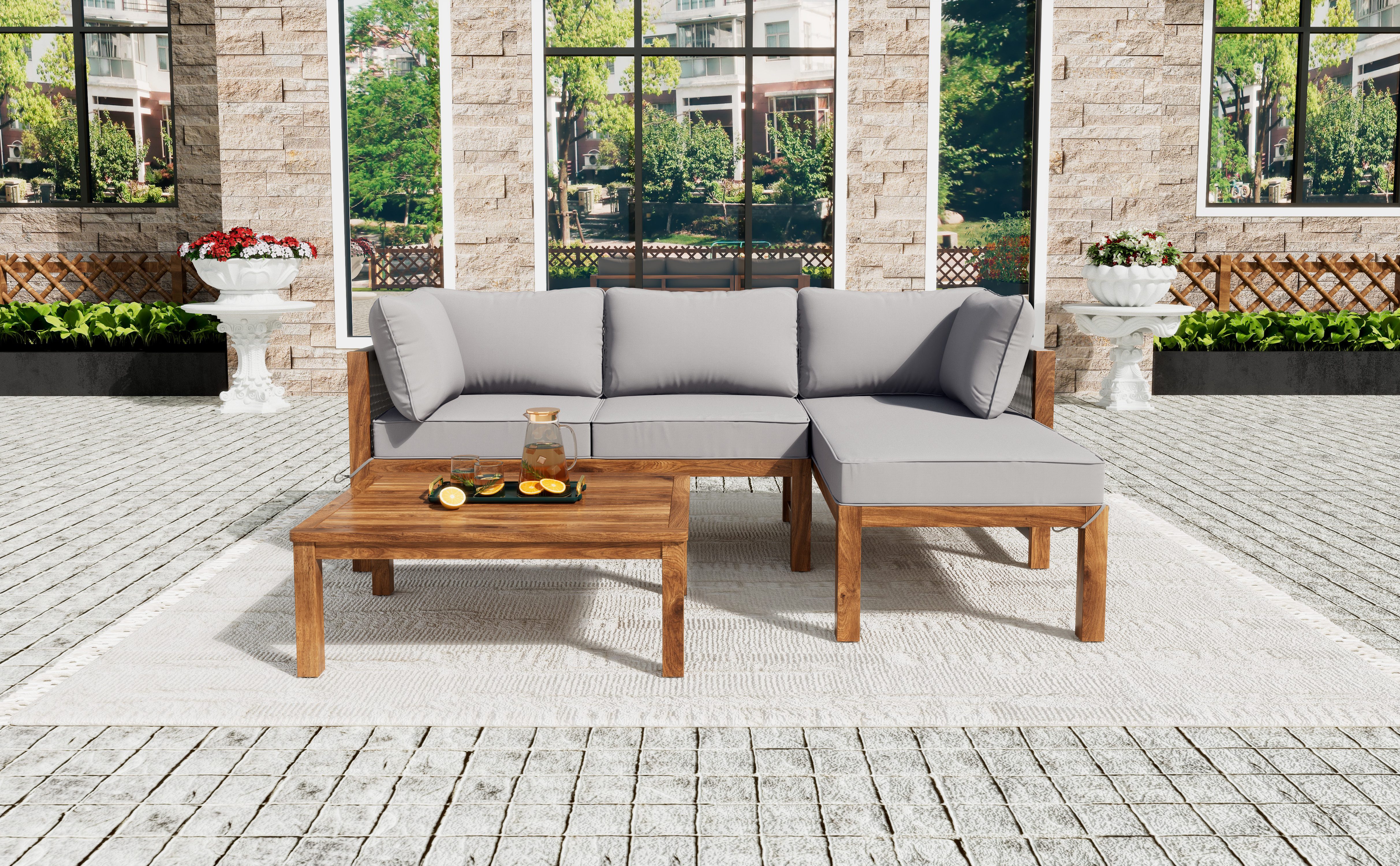 Redom Gartenlounge Set Für 4 Personen Gartenmöbel Set Aus Akazie 3