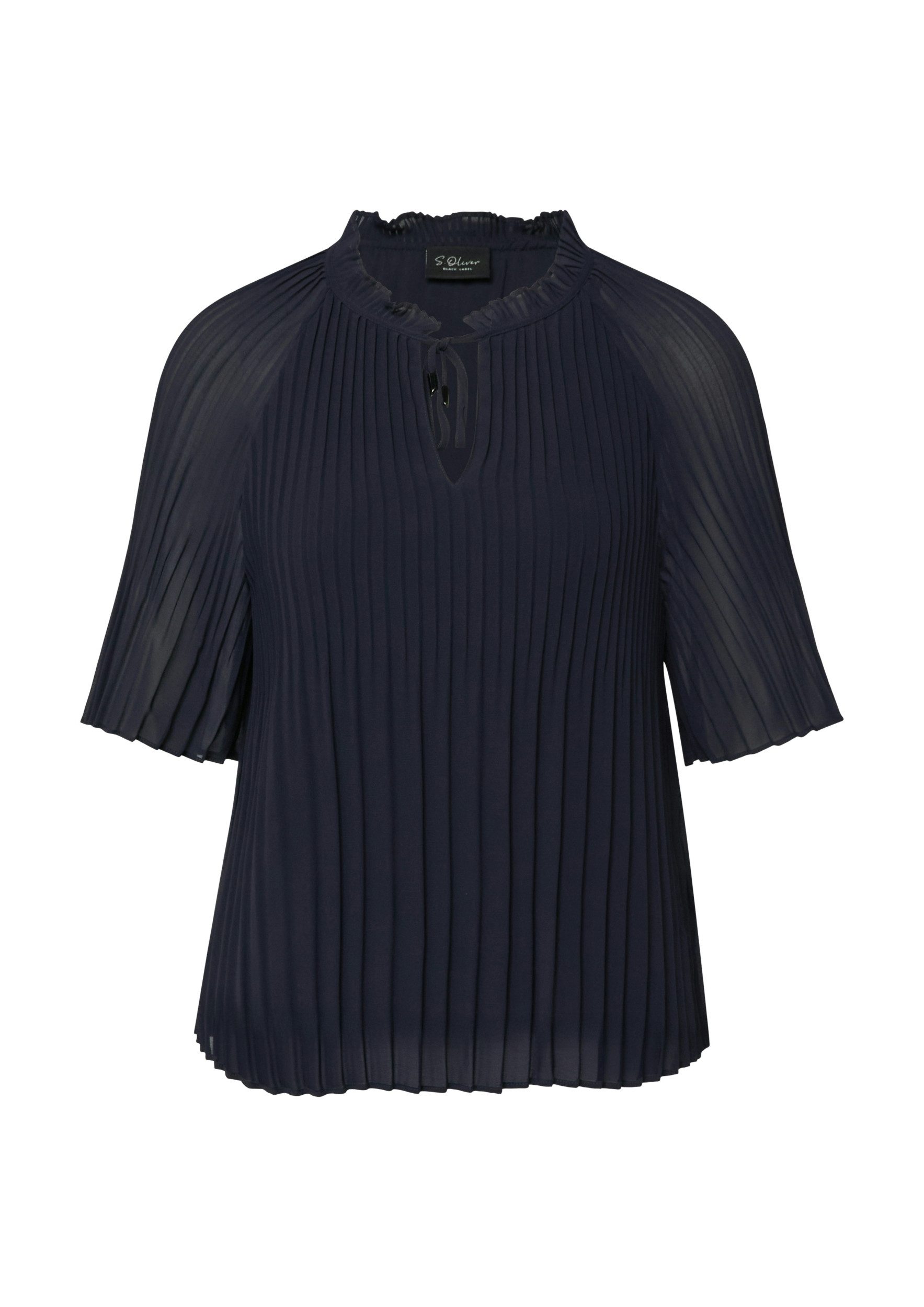s.Oliver BLACK LABEL Plisseebluse leicht ausgestellte 3/4-Ärmel, mit ...
