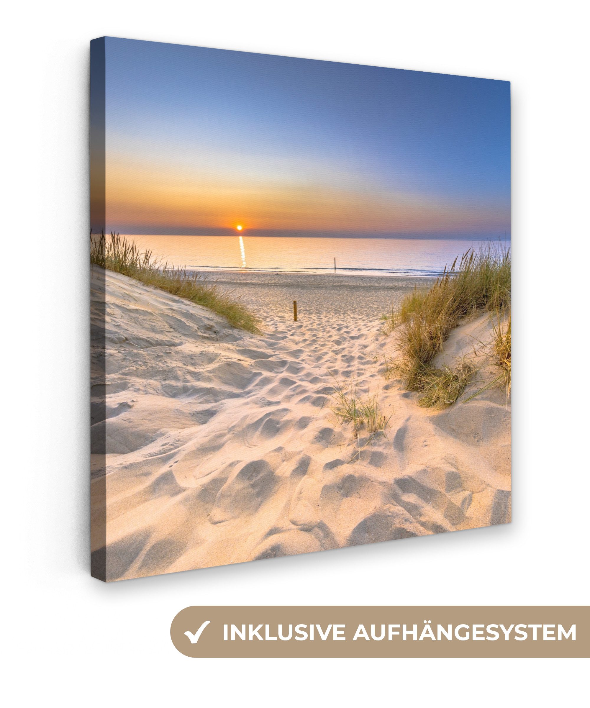 OneMillionCanvasses® Leinwandbild Düne - Sonnenuntergang - Horizont - Strand - Gras, Fotodruck ...