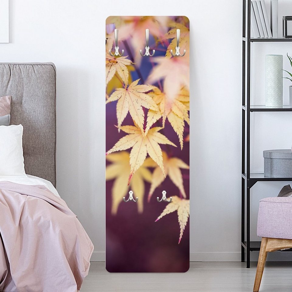 Bilderdepot24 Garderobenpaneel Violett Städte Skyline Herbstlicher