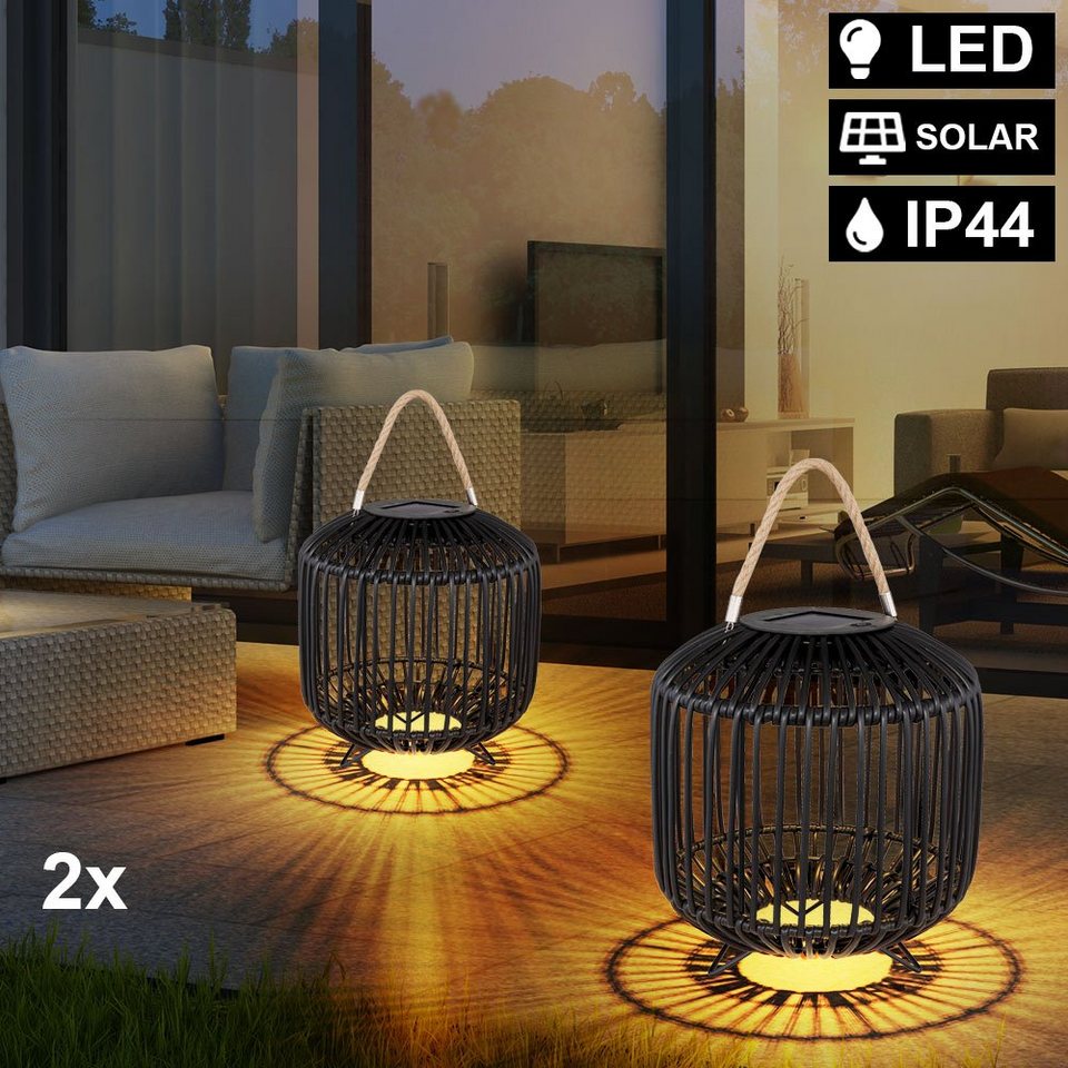 Etc Shop Led Dekolicht 2x Led Solar Leuchte Käfig Strahler Außen