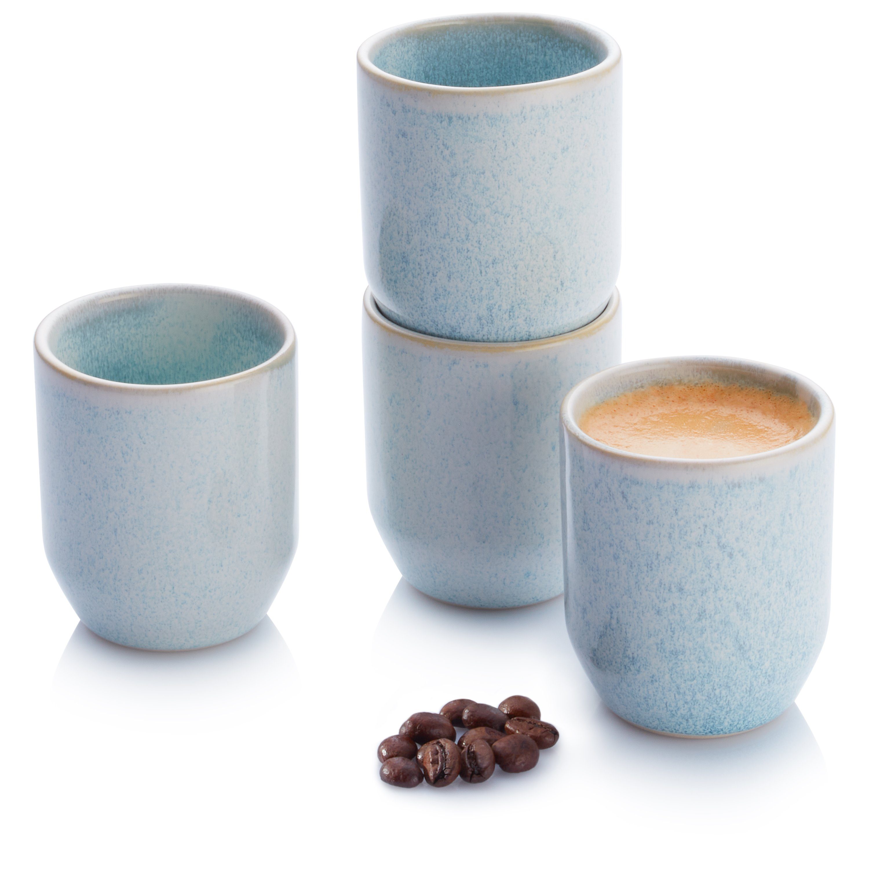 SÄnger Espressotasse Lima Espressobecher Set Hellblau Mit Beigem Rand