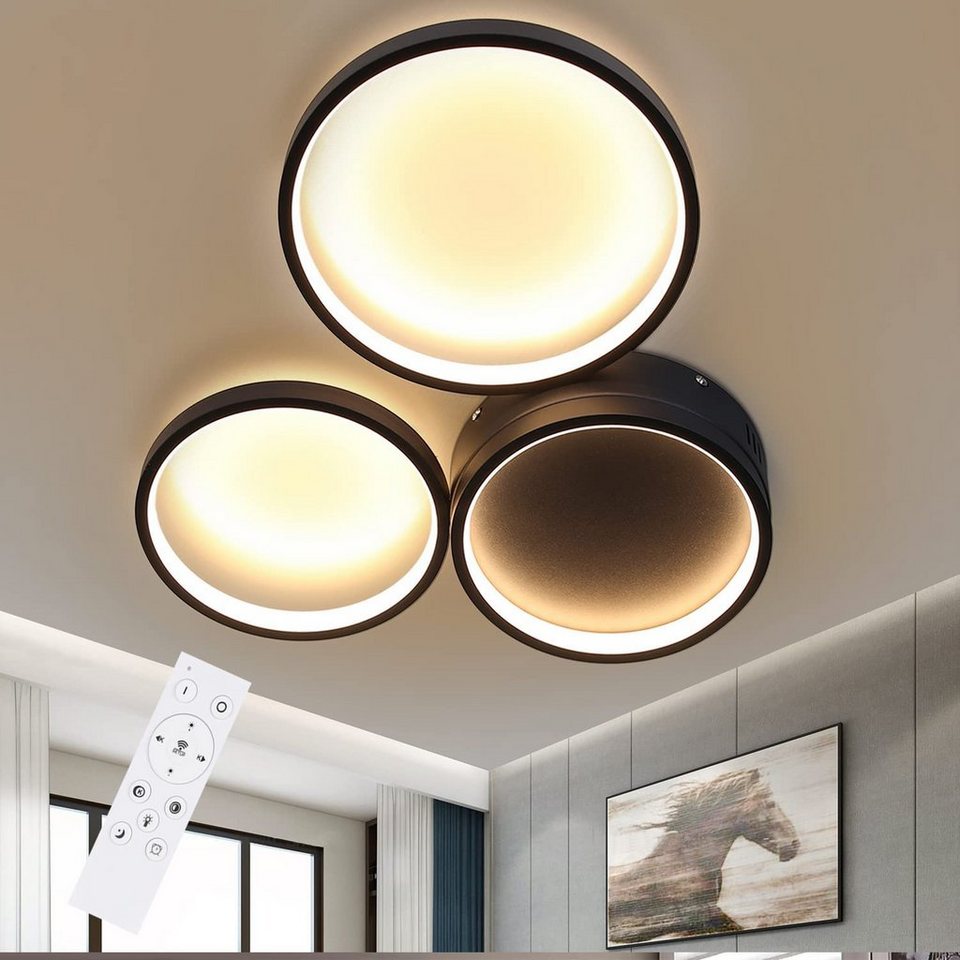 Nettlife Led Deckenleuchte Wohnzimmer Schwarz Dimmbar Mit Fernbedienung