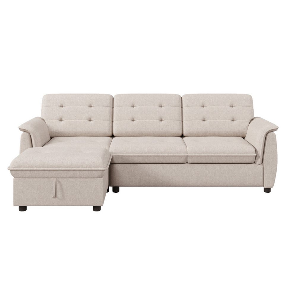 Odikalo Ecksofa 3 Sitzer Sofa L Sofa Mit Fußstütze Ottoman Aufbewahrung