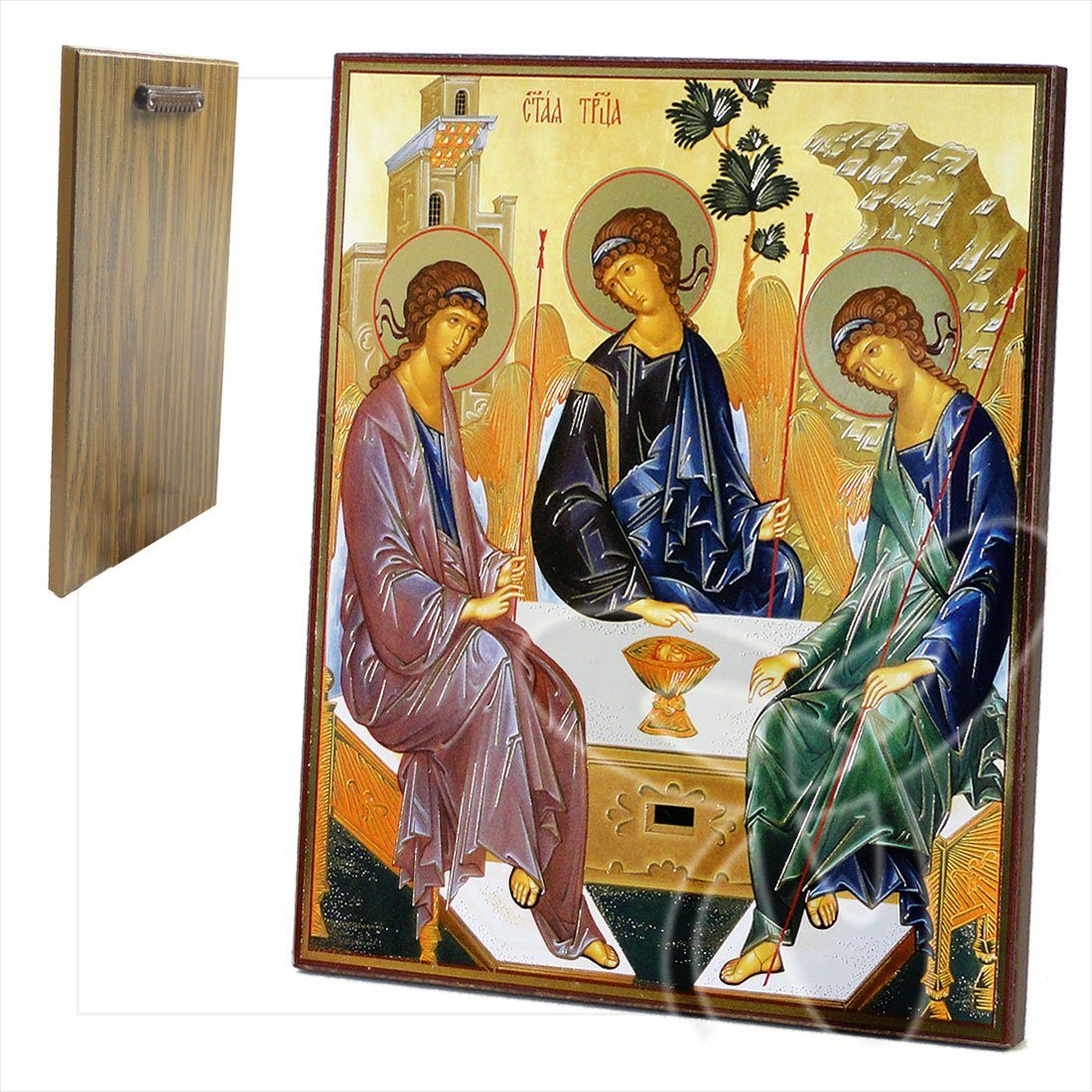 NKlaus Bild Ikone Heilige Dreifaltigkeit Holz 20 X 24 Icon Икона Троица, Religion