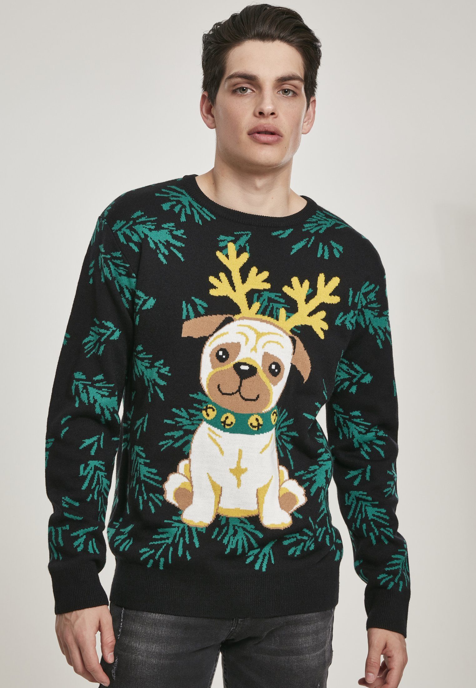 URBAN CLASSICS Strickpullover Herren Pug Christmas Sweater (1-tlg)