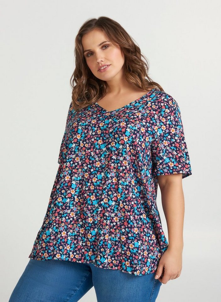 Zizzi Kurzarmbluse Bluse Damen Große Größen Oberteile Kurzarm Casual