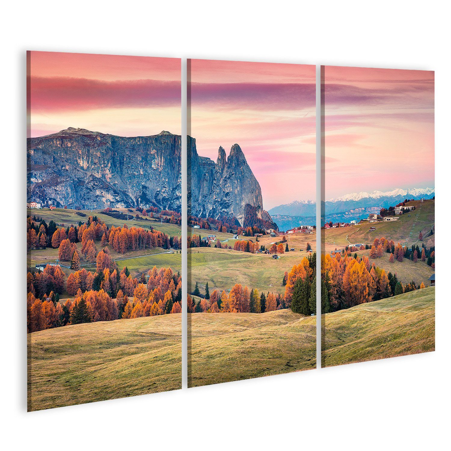 islandburner Leinwandbild Bild auf Leinwand Unglaublicher Sonnenaufgang Seiser Alm Schöne Gelbe