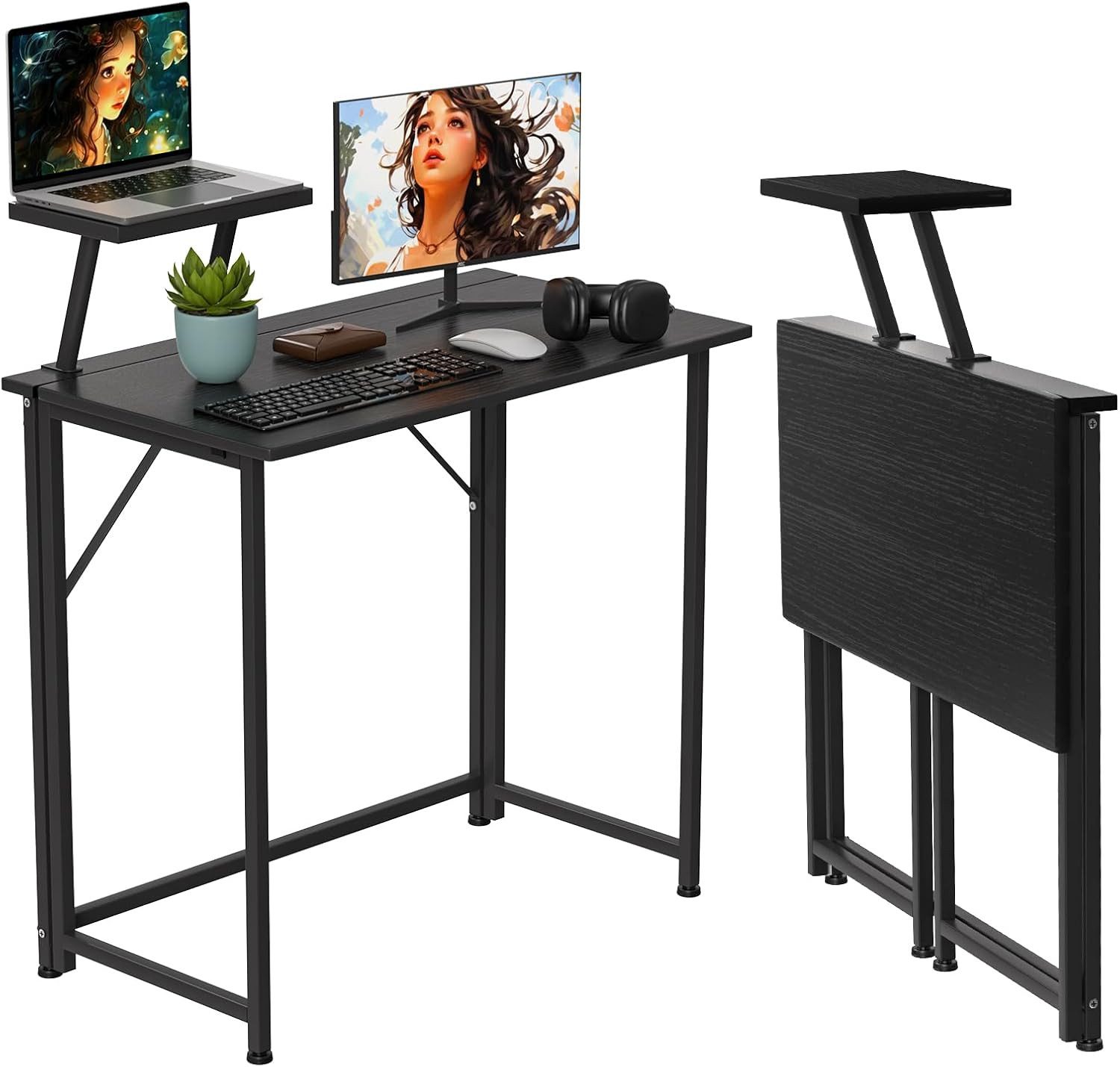 JEOBEST Computertisch Laptoptisch Kleiner Faltbarer Schreibtisch ...