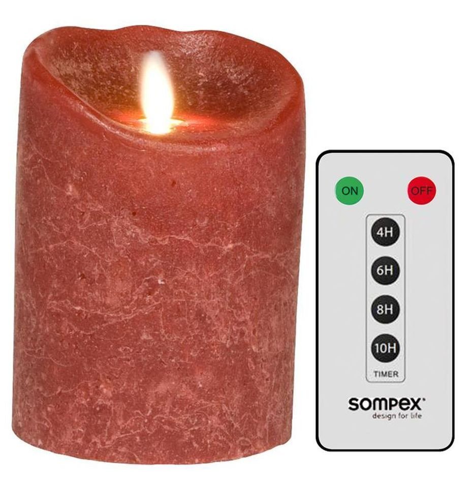 Sompex Led Kerze Flame Led Kerze Bordeaux Frost 125cm Mit Fernbedi