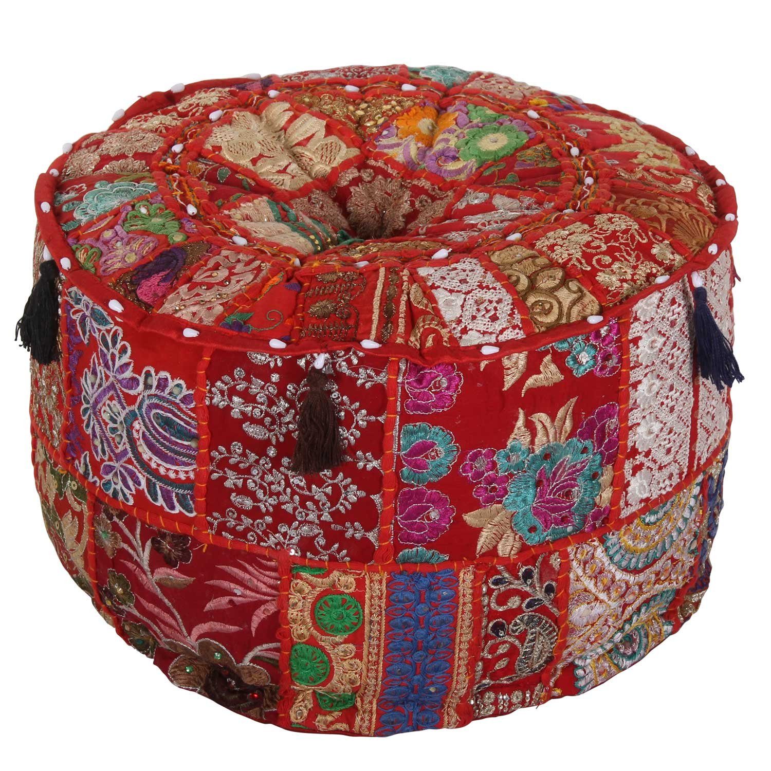 Casa Moro Pouf Casa Moro Indischer Patchwork Pouf Desna Ø 40cm Höhe