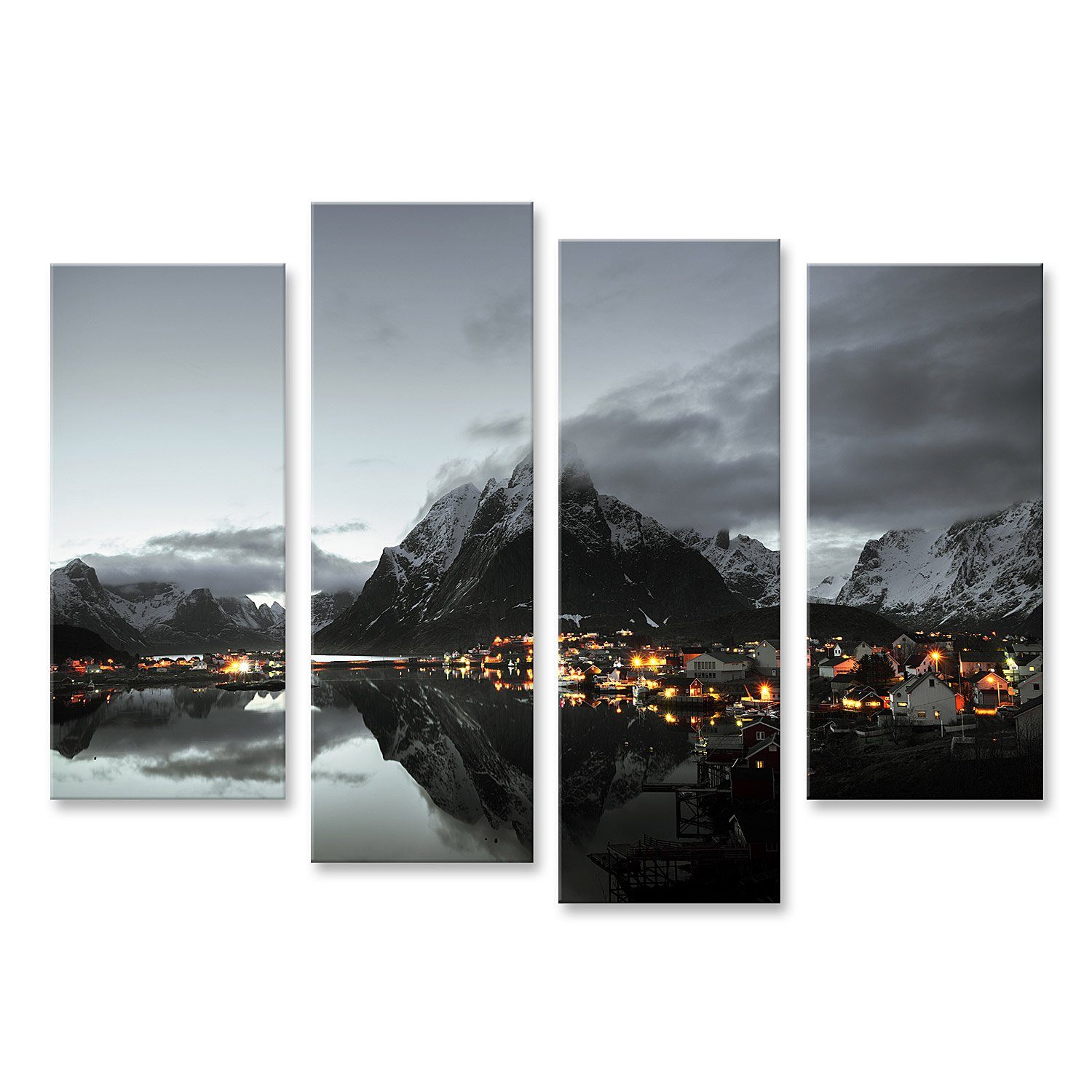 islandburner Leinwandbild Bild auf Leinwand Sonnenuntergang In Reine Village Lofoten Norwegen W