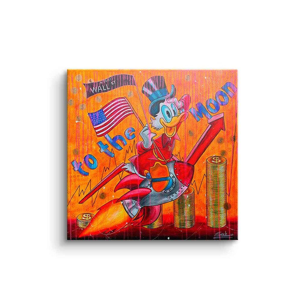 Dotcomcanvas® Leinwandbild To The Moon Dagobert Duck Leinwandbild To