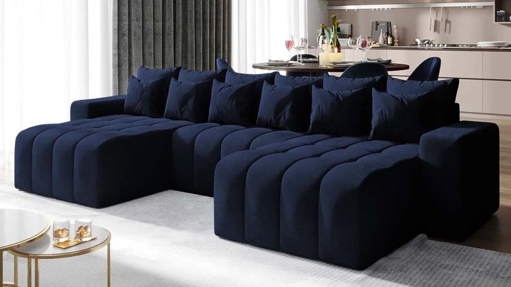 Db Möbel Ecksofa Orinoko Blau Mit Schlaffunktion Bettkasten In U Form