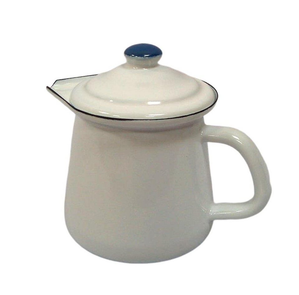 Linoows Kanne Emaille Sahnekännchen Mit Deckel Milch Kännchen 04 L