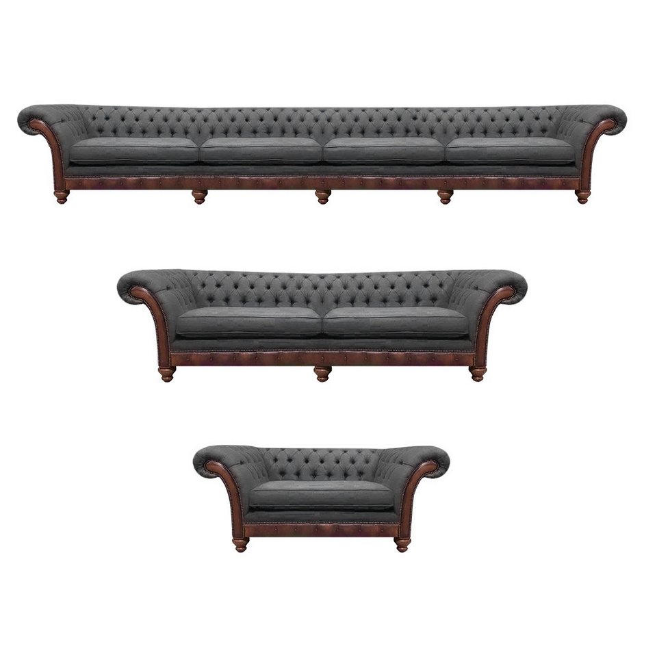 Jvmoebel Chesterfield Sofa Wohnzimmer Grau Polstermöbel Sofagarnitur
