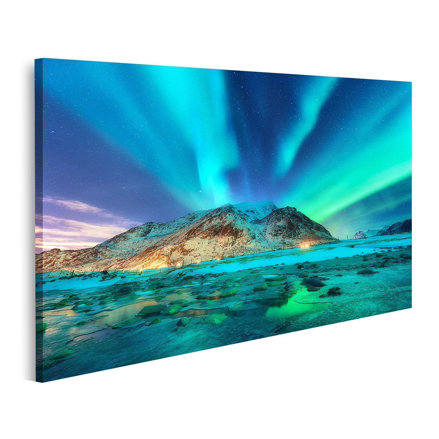 islandburner Leinwandbild Bild auf Leinwand Polarlicht. Nothern Lights In Lofoten Inseln Norwege