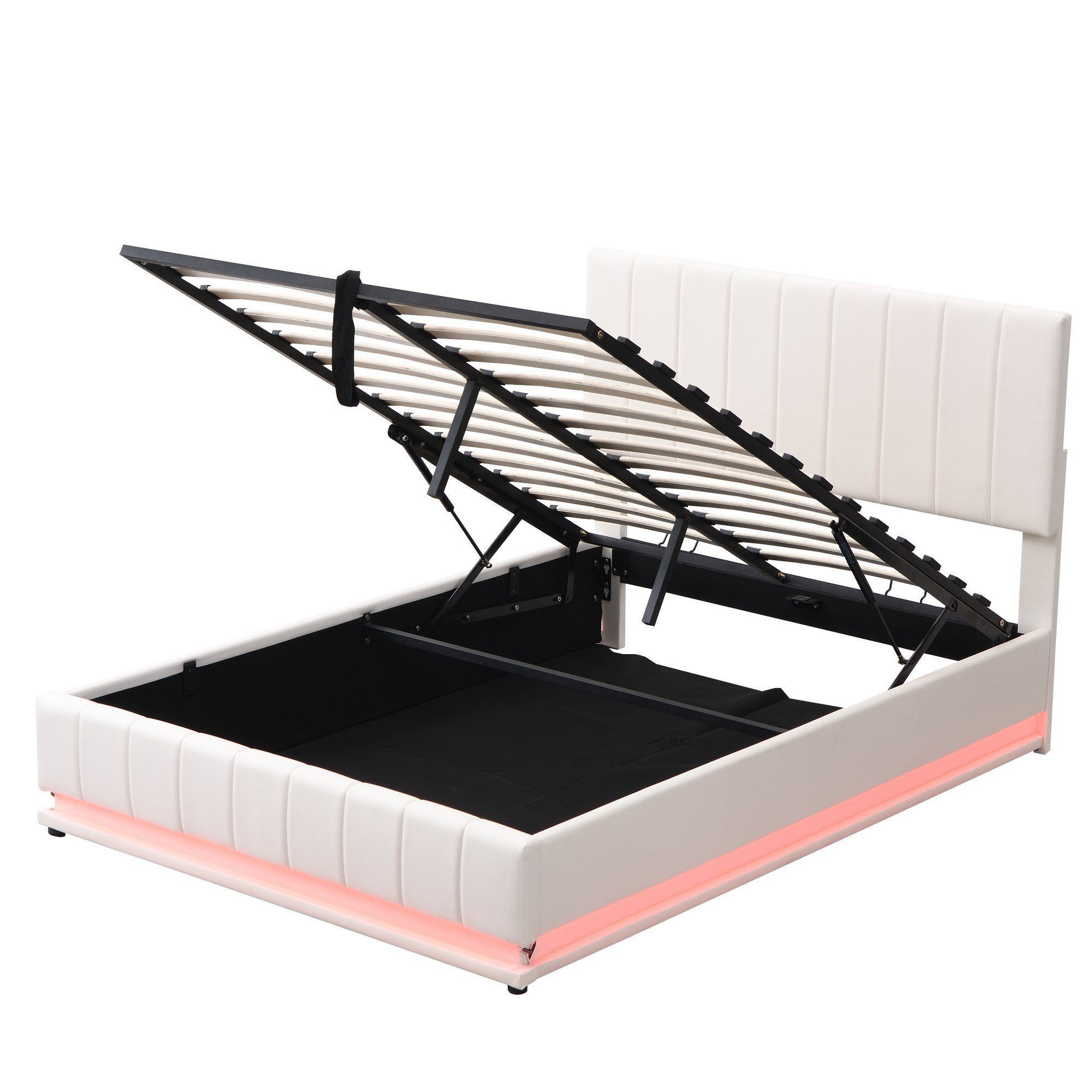 Sweiko Polsterbett Stauraumbett Doppelbett Mit Led Beleuchtung Und