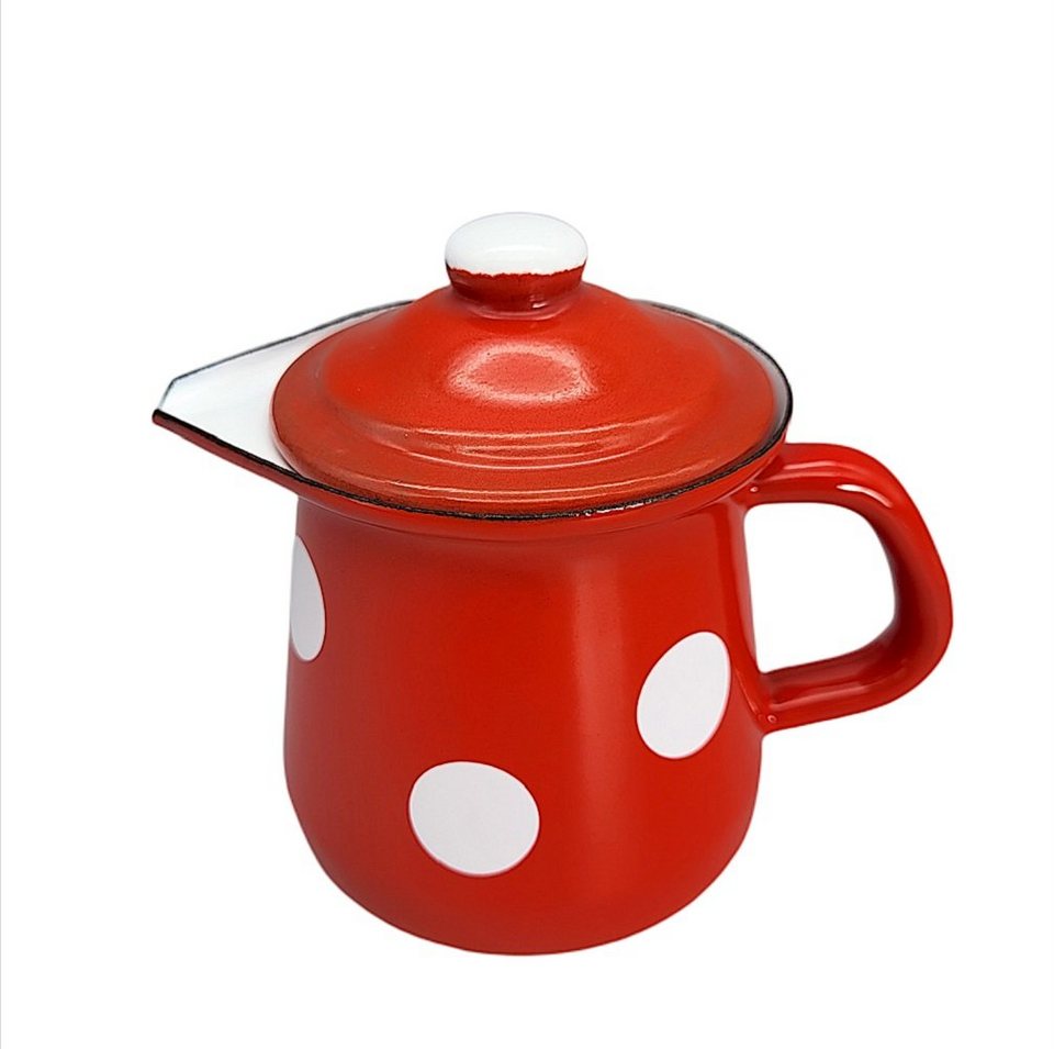 Linoows Kanne Emaille Sahnekännchen Mit Deckel Milch Kännchen 04 L