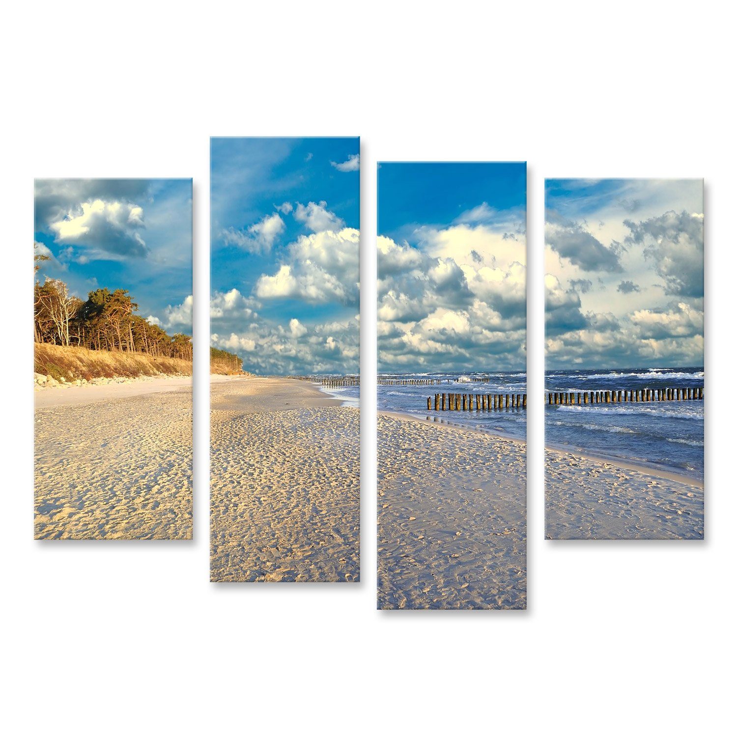 islandburner Leinwandbild »Bild auf Leinwand Ostsee Strand mit Dünen und Meer Wandbild ...