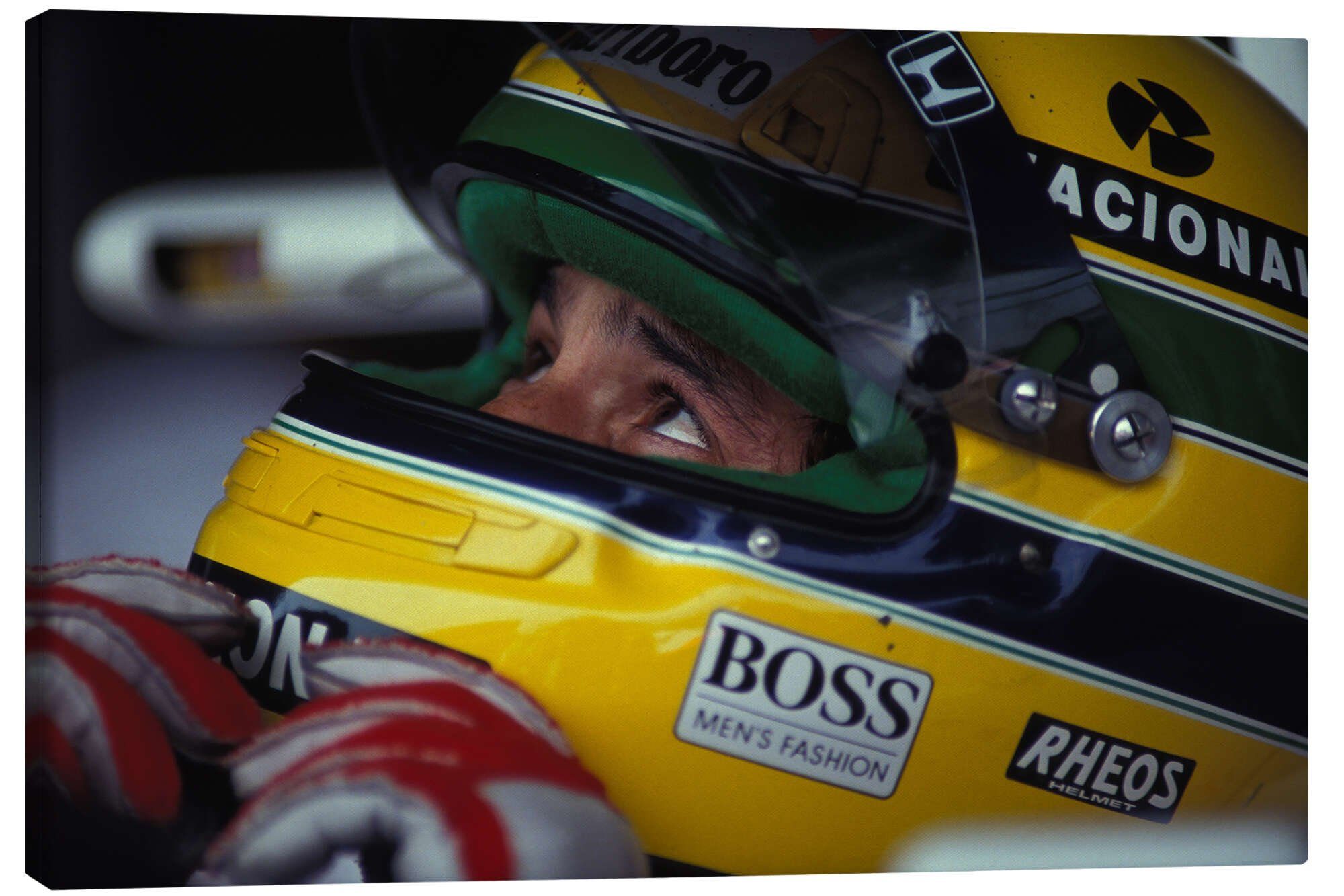 Posterlounge Leinwandbild Motorsport Images Ayrton Senna Helmporträt