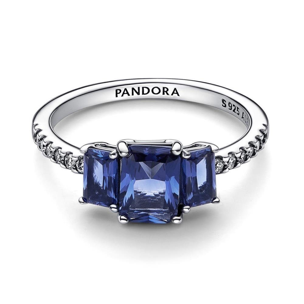 Pandora Fingerring Pandora Blue Rectangular Three Stone Sparkling Ring ...