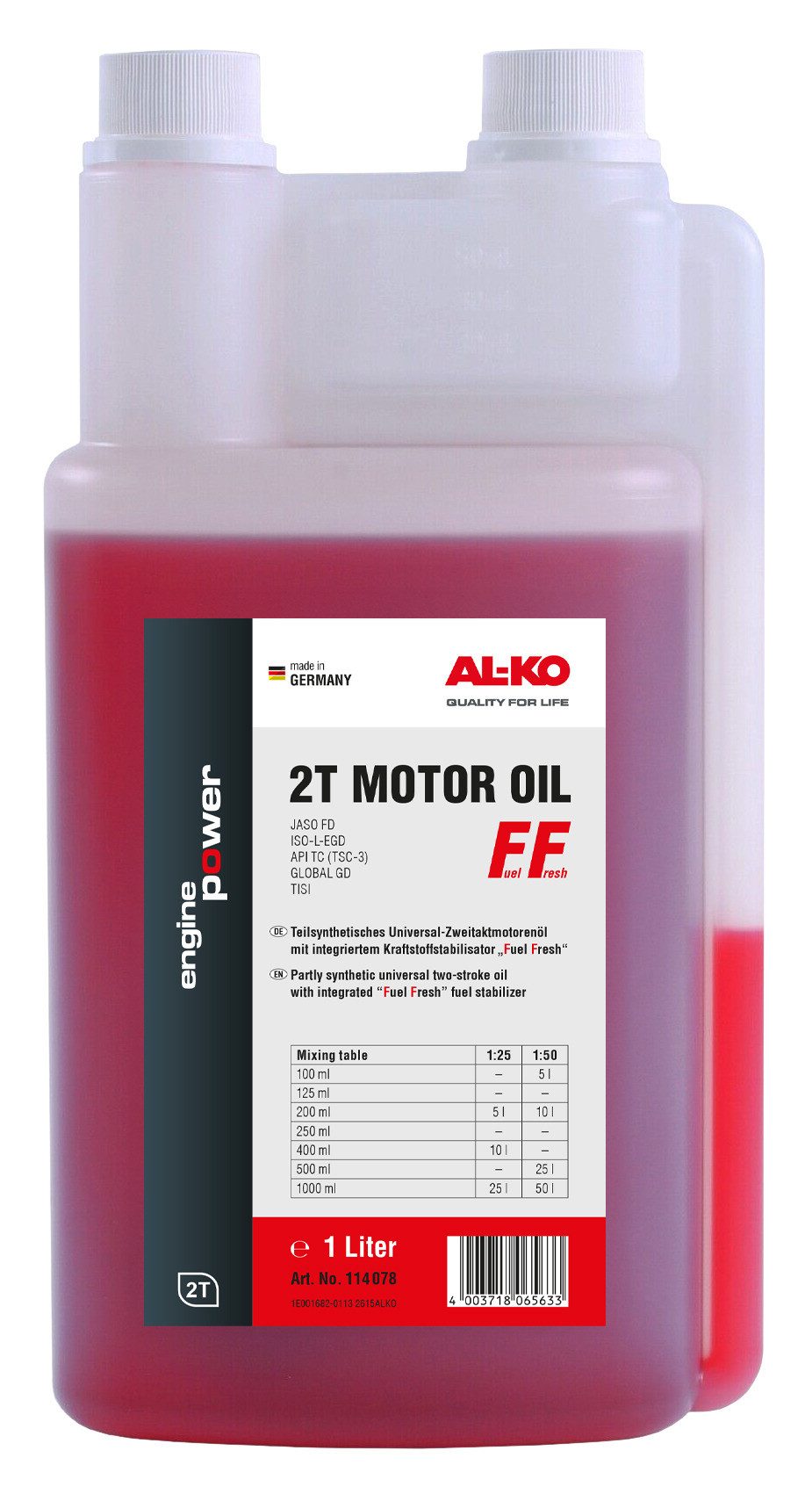 AL-KO Motoröl Zwei-Takt-Motoröl, 1 l, teilsynthetisch, Motoren Öl