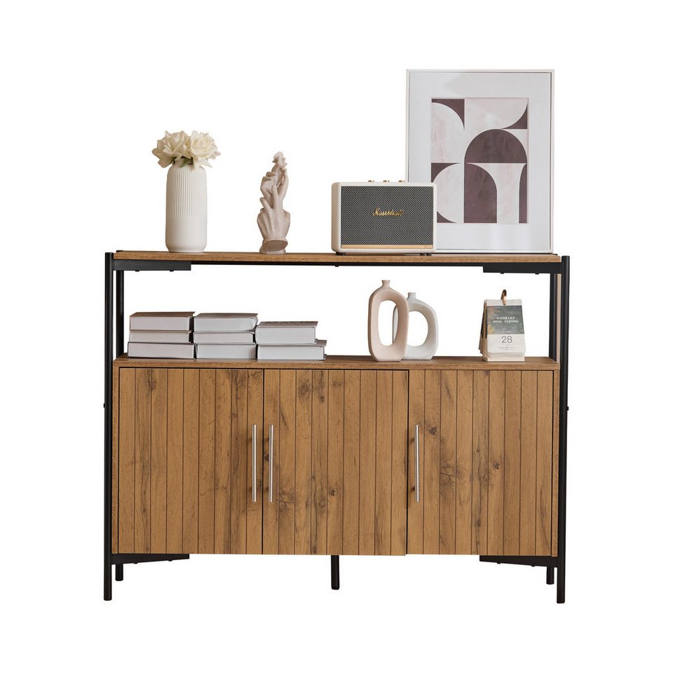 Ulife Kommode Anrichte Sideboard Mit 3 Türen Verstellbaren