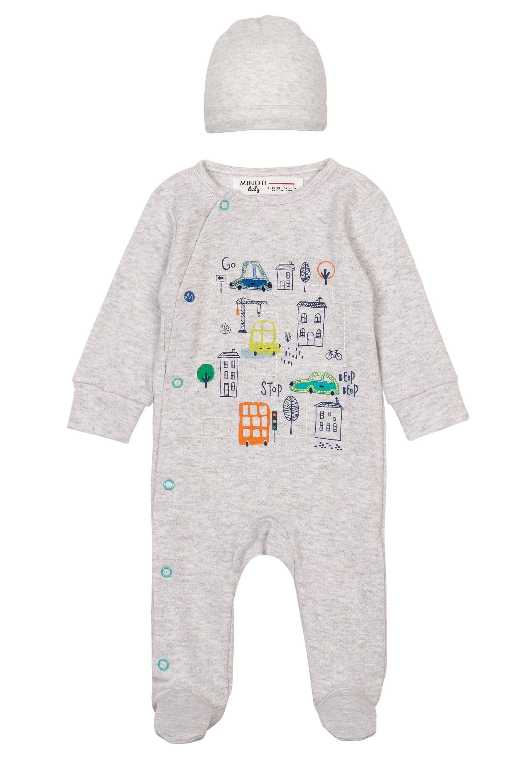 MINOTI Schlafoverall Strampler und Mützchen (0-12m), perfekt für Babys ...