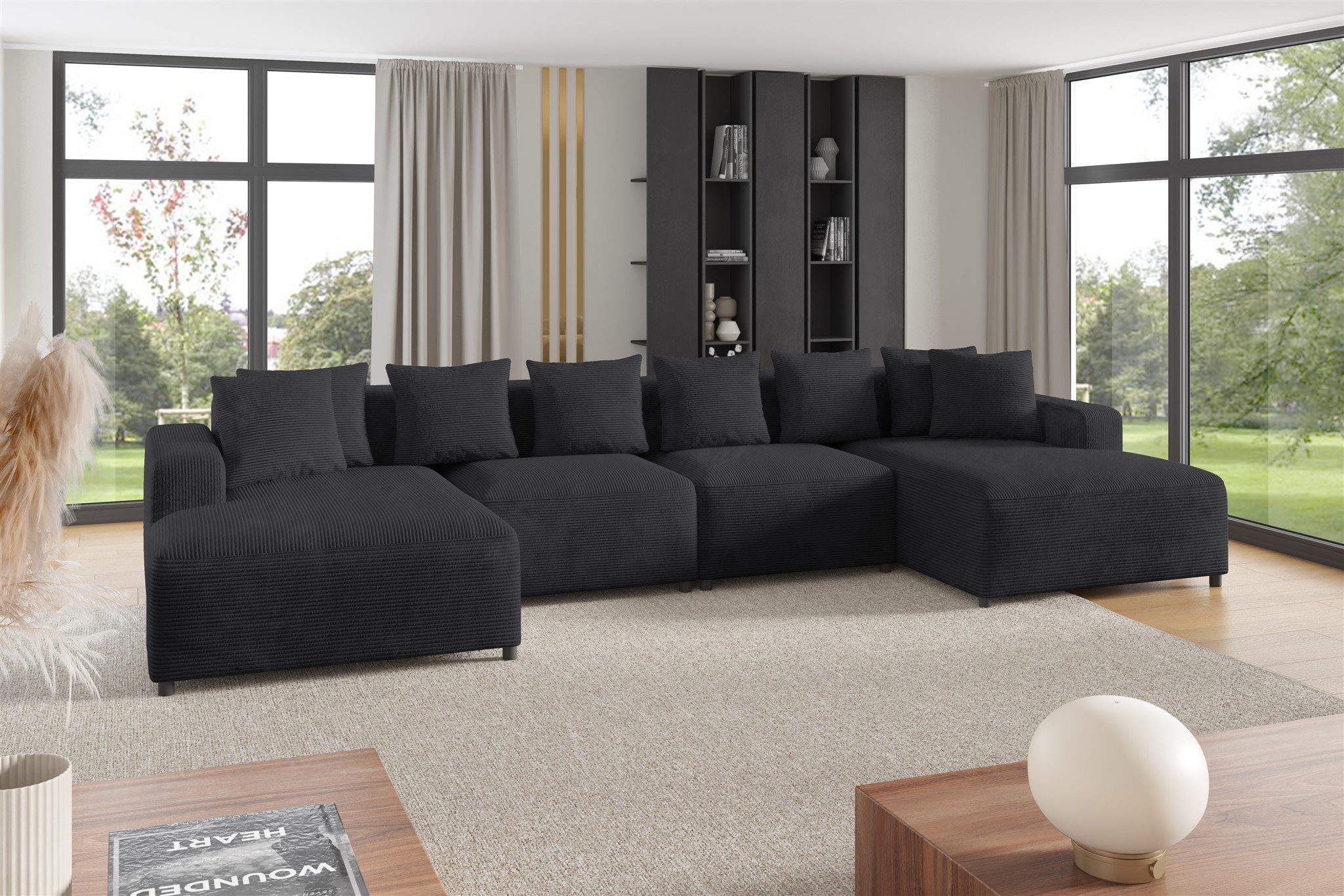 Fun Möbel Wohnlandschaft Sofa U Form Megan In Stoff Poso Rücken Echt