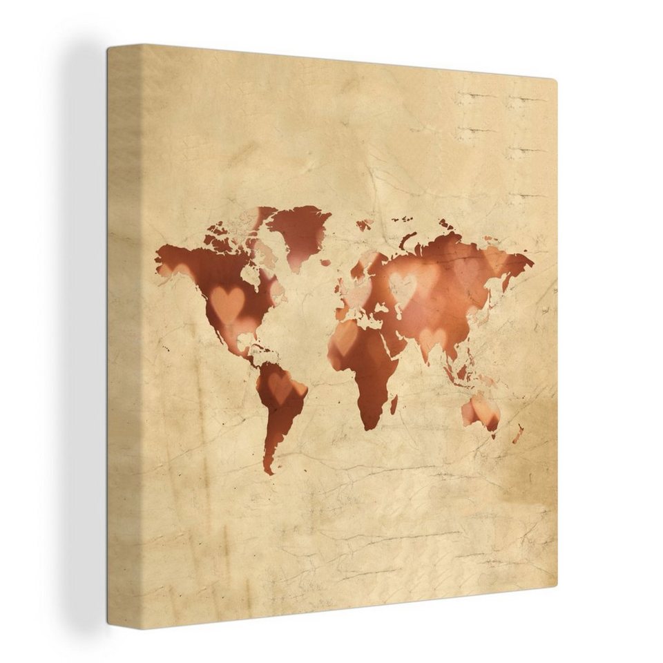 Onemillioncanvasses® Leinwandbild Weltkarte Liebe Farben 1 St