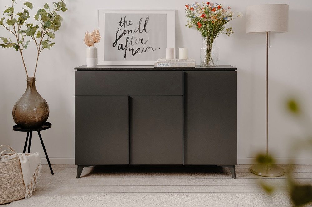 Finori Schuhschrank Kommode Sideboard Bertrix Schiefer Dunkel