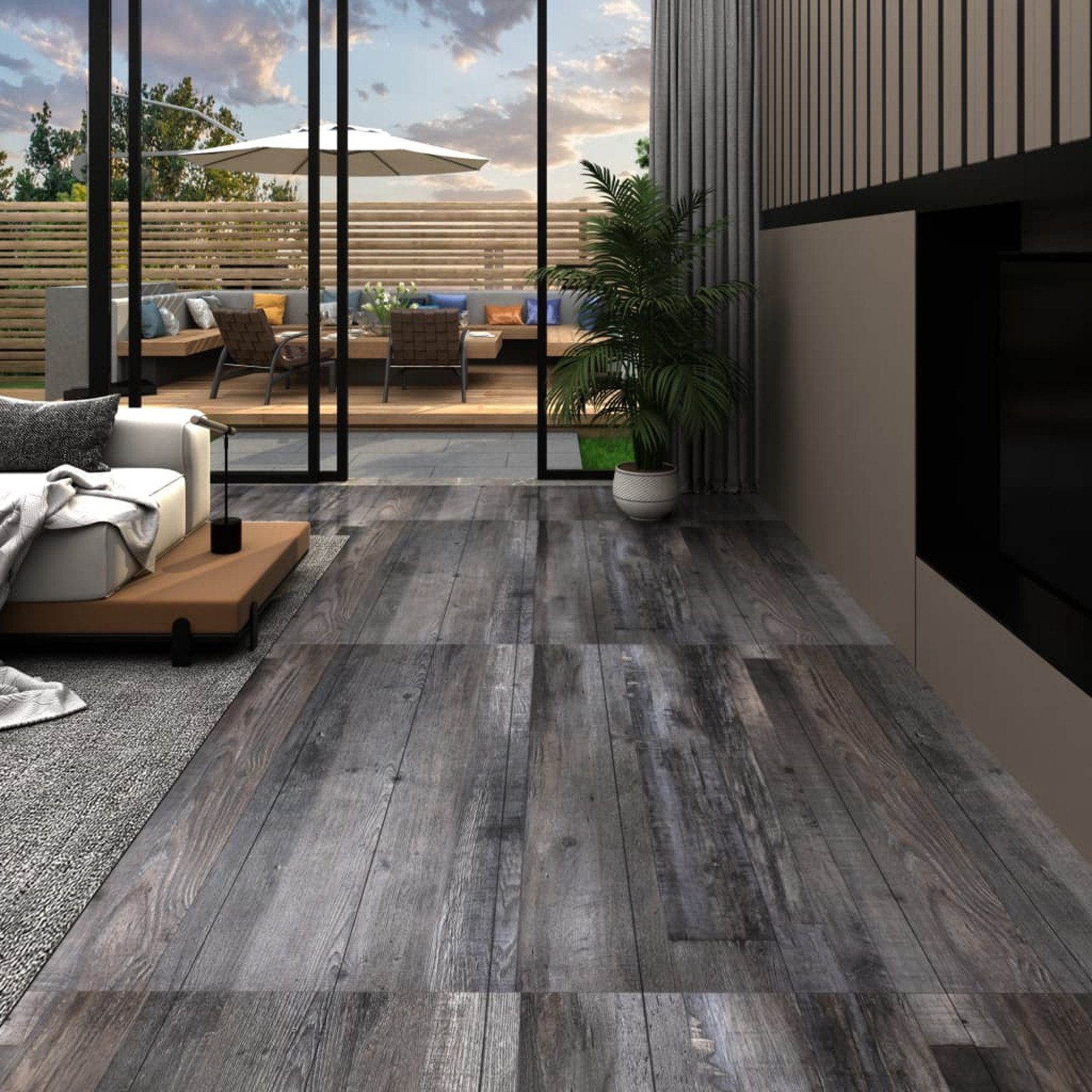 vidaXL Laminat PVC Laminat Dielen Selbstklebend 5,21m² 2mm Gestreift ...