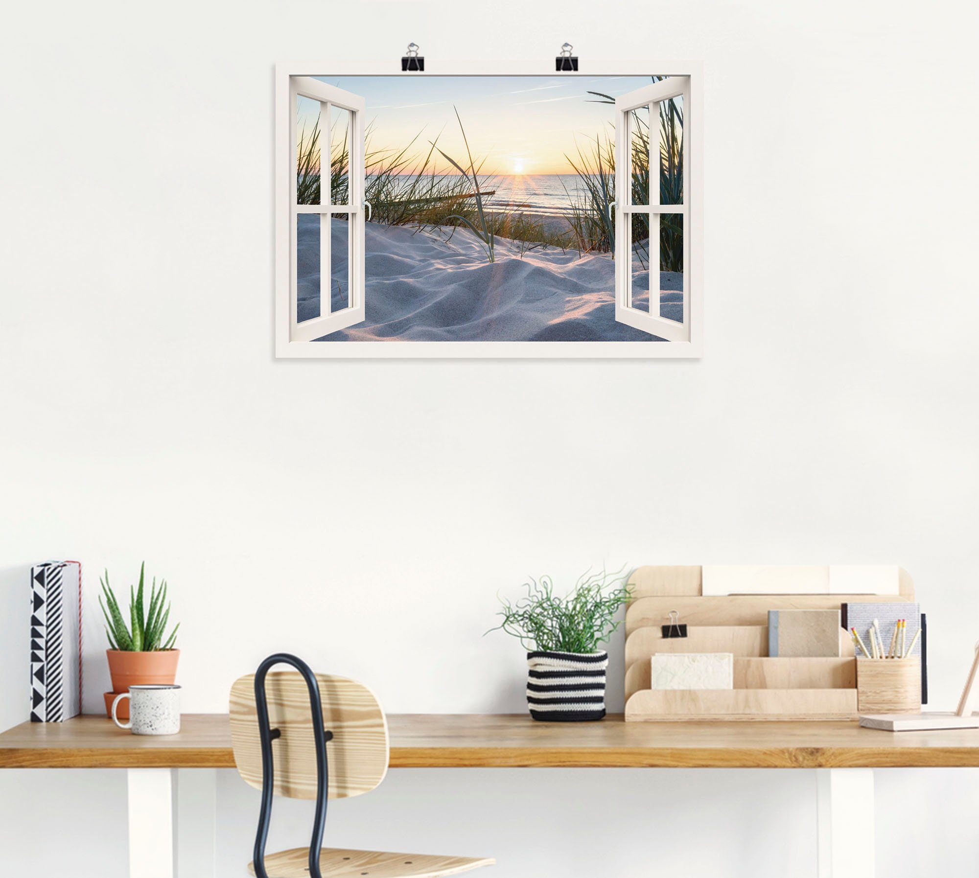 ᐅ Artland Wandbild Ostseestrand durchs Fenster, Meer Bilder (1 St), als Alubild, Outdoorbild ...